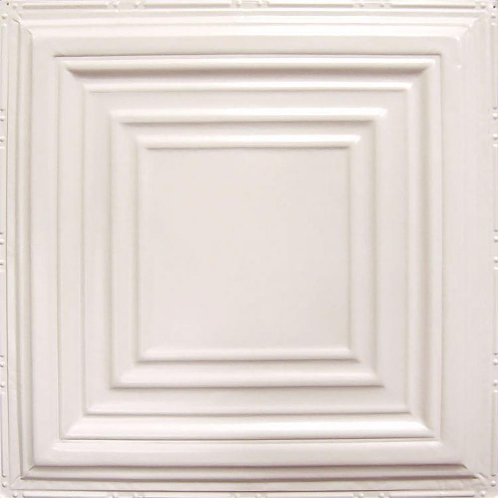 AMERICAN TIN CEILINGS Pattern #15 in Creamy White Satin 2 ft. x 2 ft ...