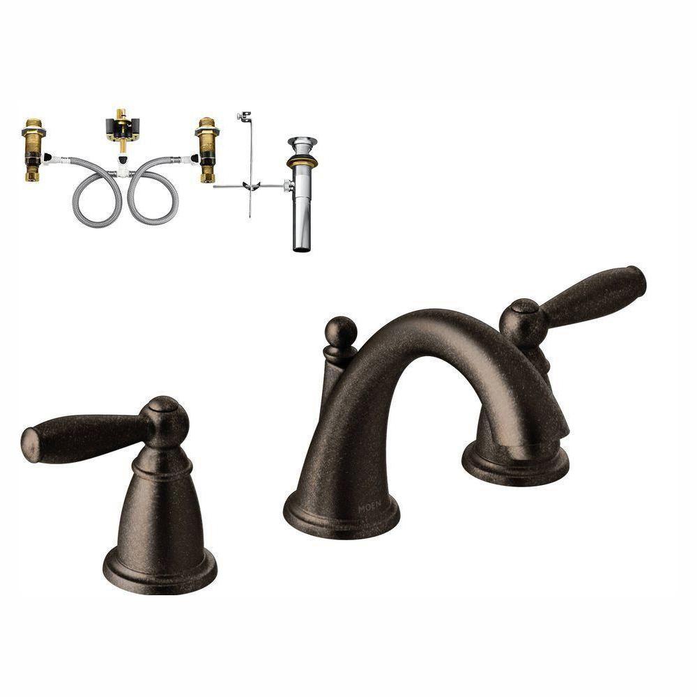 MOEN Brantford 2-Handle Deck-Mount Roman Tub Faucet Trim Kit with Hand Shower in Oil Rubbed ...