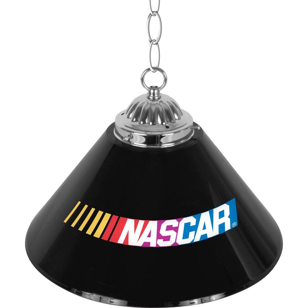 Trademark NASCAR 14 in. Single Shade Black and Silver Hanging Lamp ...