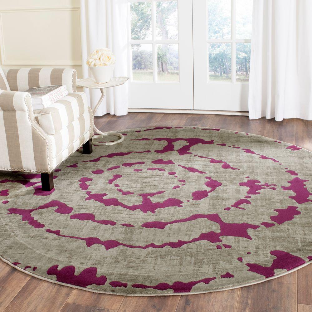 Safavieh Porcello Light Grey/Purple 6 ft. 7 in. x 6 ft. 7 in. Round ...