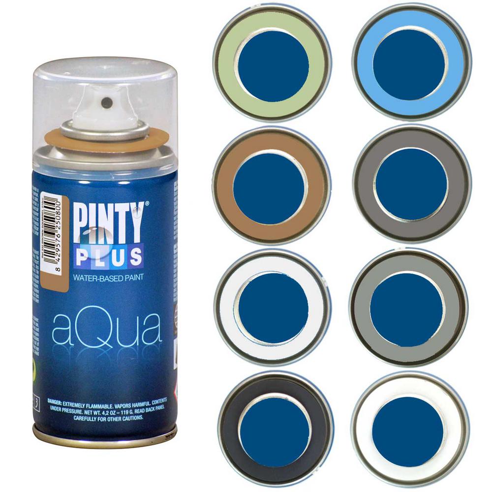 PINTY PLUS 4 oz. 8 Color Assortment, Water Based Aqua Mini Spray Paint ...