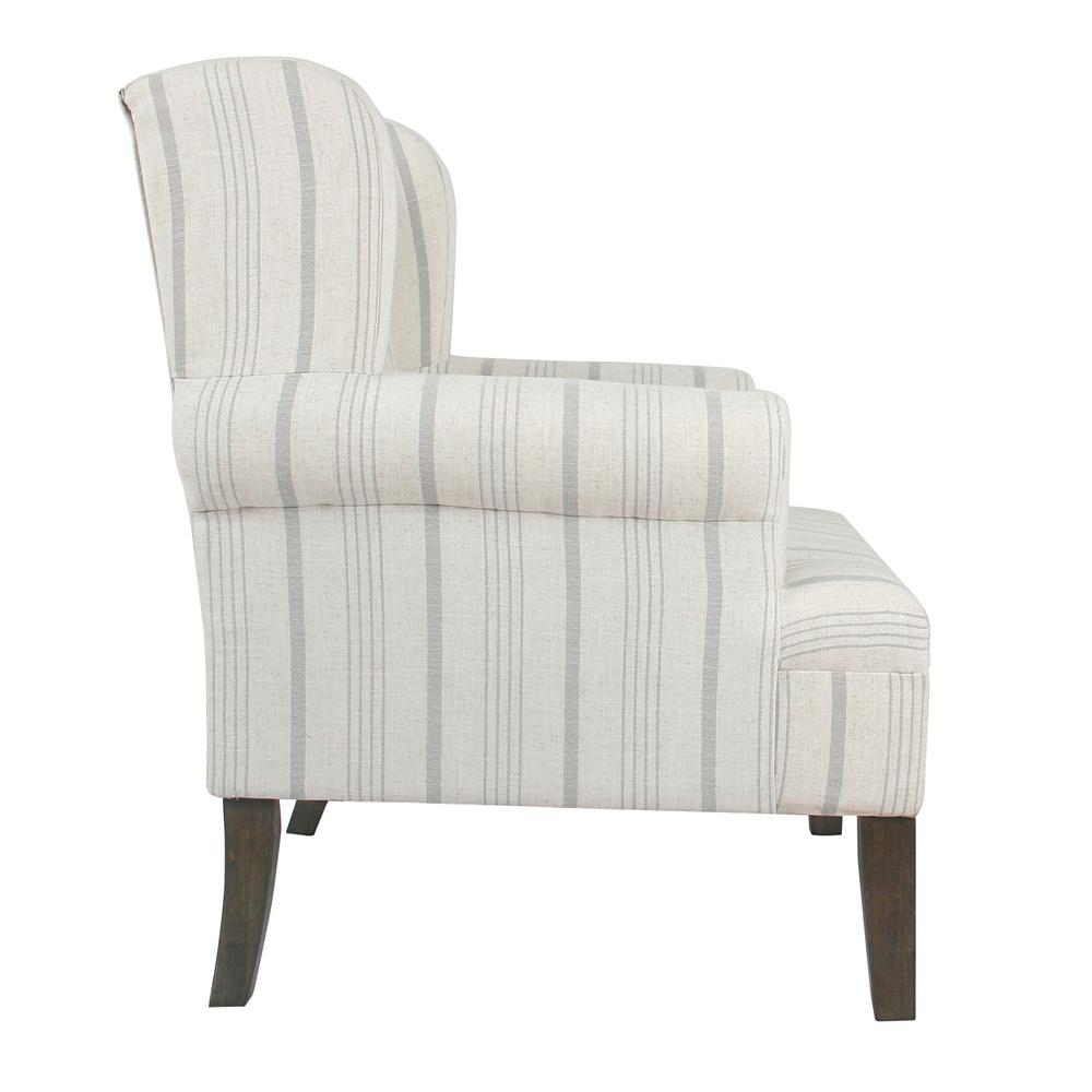 Homepop Striped Dove Grey Poly-Linen Emerson Rolled Arm Accent Chair ...