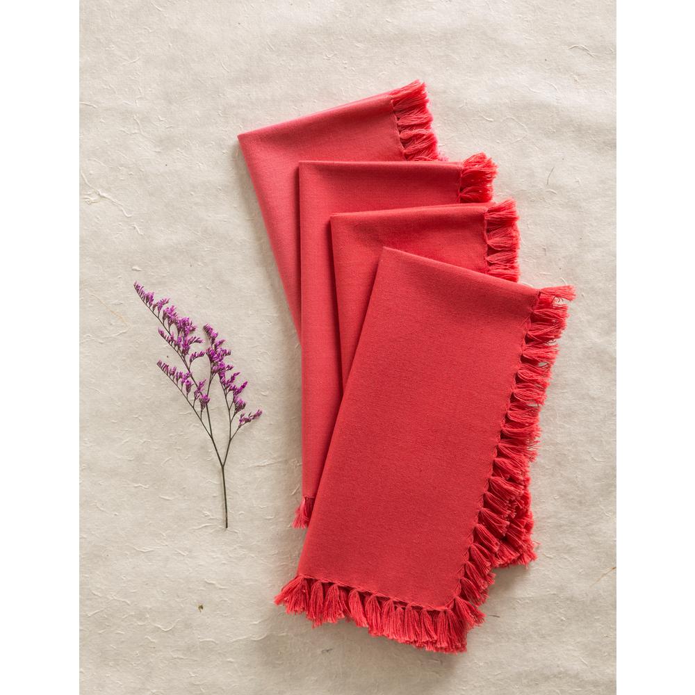 April Cornell Coral Essential Fringed Napkins (Set of 4)-NWESS18*.Coral ...