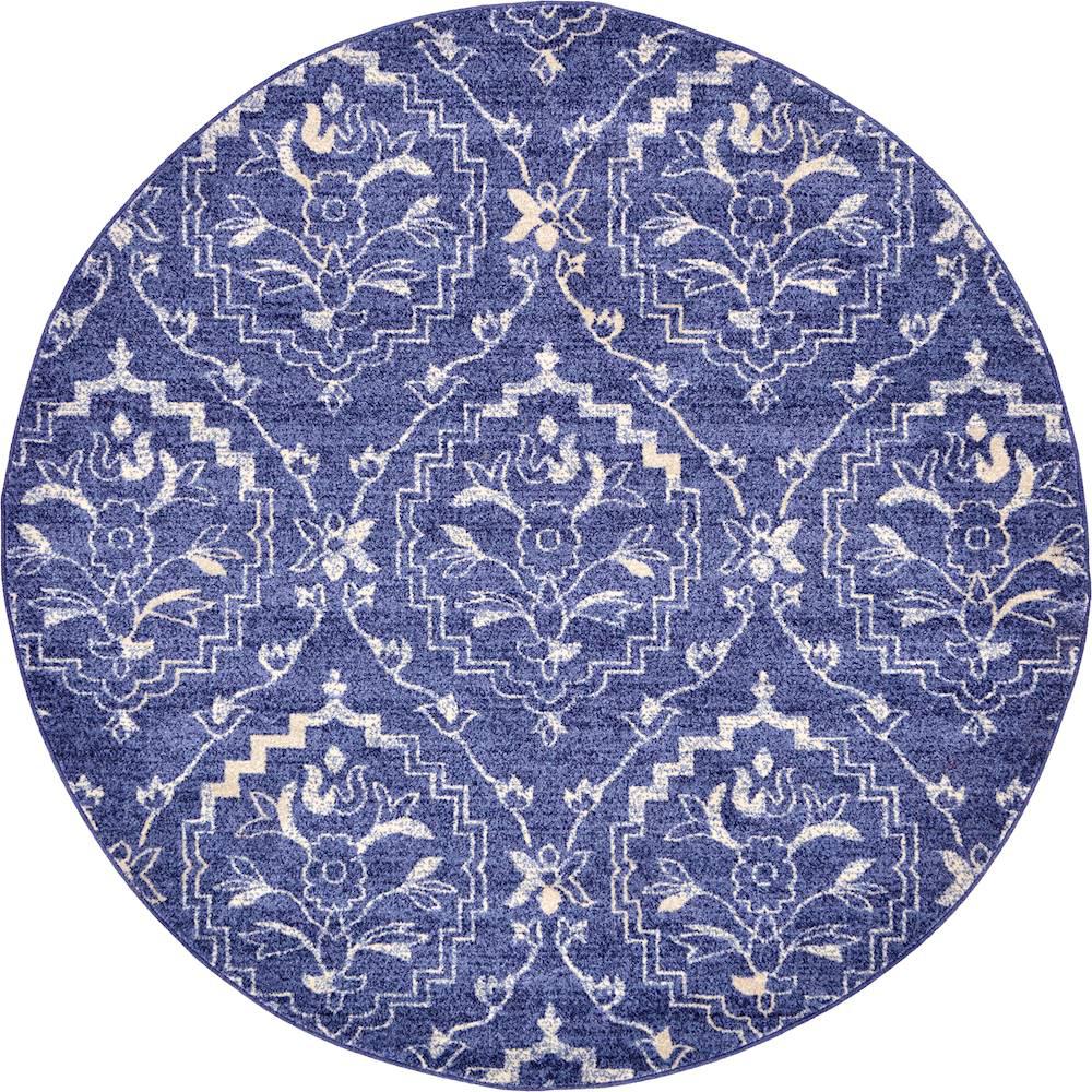 Unique Loom Damask Blue 6 ft. x 6 ft. Round Area Rug-3121525 - The Home ...