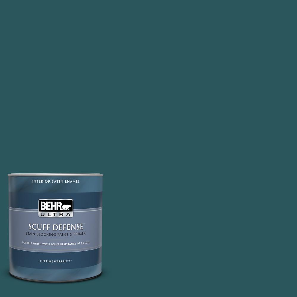 BEHR ULTRA 1 qt. #MQ6-1 Ocean Abyss Extra Durable Satin Enamel Interior ...