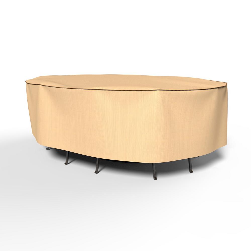 Budge All-Seasons Extra Large Oval Patio Table and Chairs Combo Covers ...