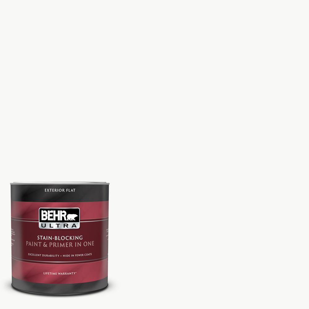 BEHR ULTRA 1 qt. Ultra Pure White Flat Exterior Paint and Primer in One ... BEHR ULTRA 1 qt. Ultra Pure White Flat Exterior Paint and Primer in One ...