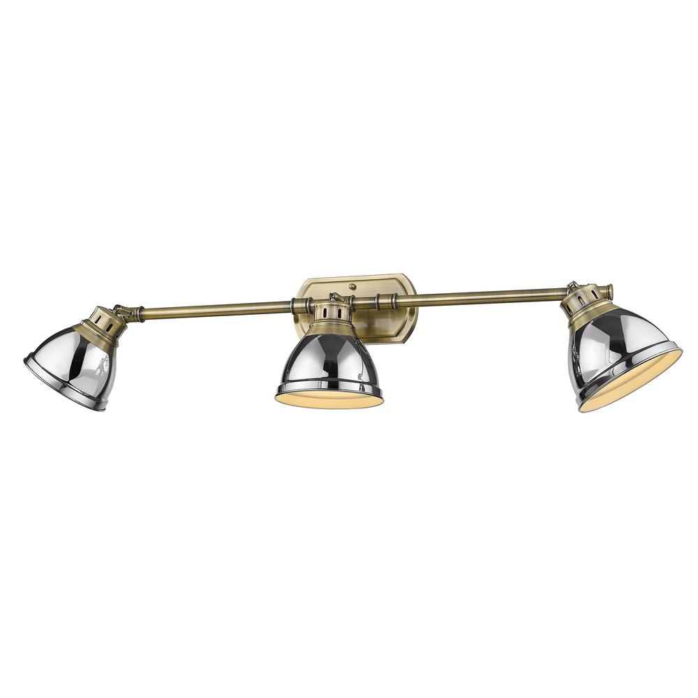 Golden Lighting Duncan AB 8.25 in. 3-Light Aged Brass Vanity Light-3602 ...