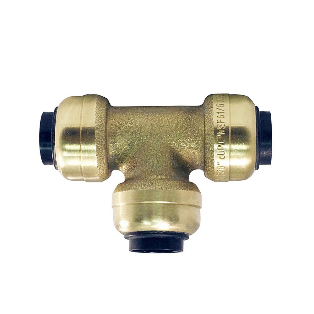 Tectite 3/8 in. Brass Push-To-Connect Tee Fitting-FSBT38 - The Home Depot