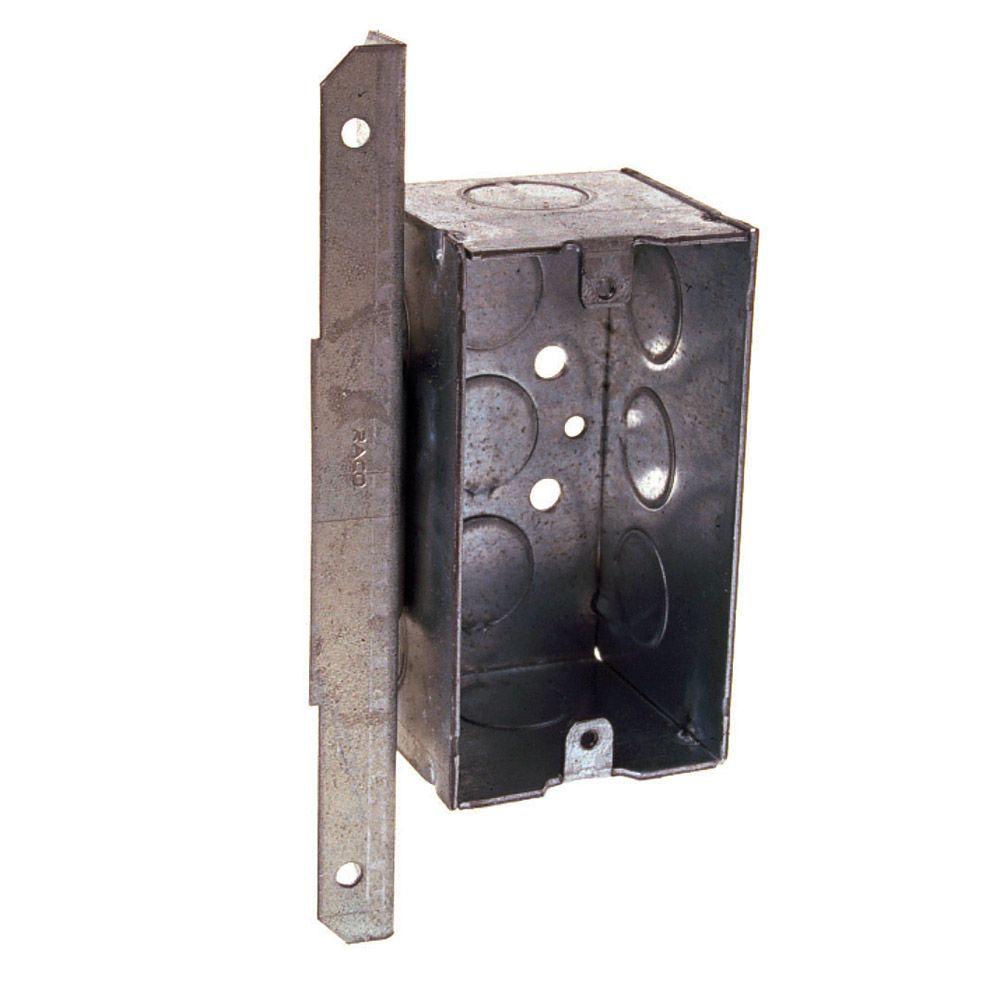 Single Gang Welded Handy Box, 2-1/8 in. Deep with 1/2 in. KO's and A ...