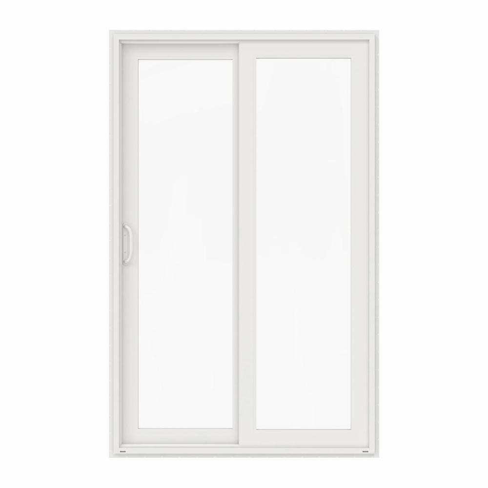 JELD-WEN 60 in. x 96 in. V-4500 White Vinyl Left-Hand Full Lite Sliding ...