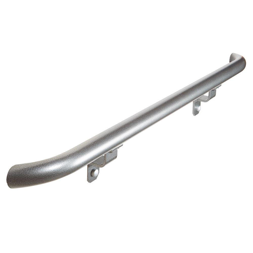 EZ Handrail 3 ft. Silver Vein Aluminum Round with Curved Ends Hand Rail ...
