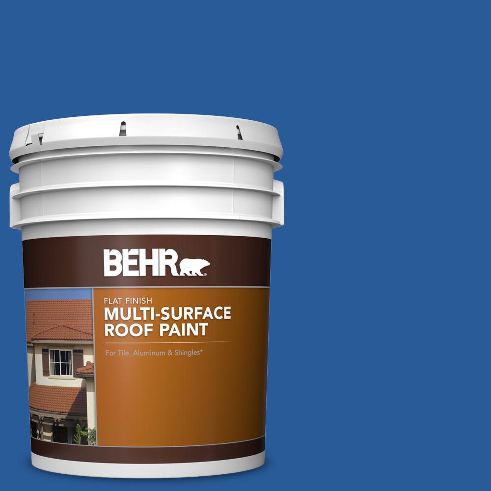 BEHR 5 gal. #P510-7 Beacon Blue Flat Multi-Surface Exterior Roof Paint ...