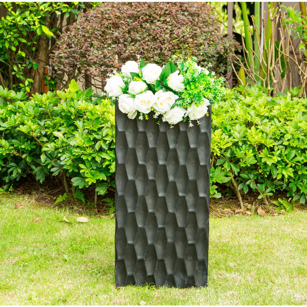 KANTE Small 19.7 in. Tall Burnished Black Lightweight Concrete Retro ...