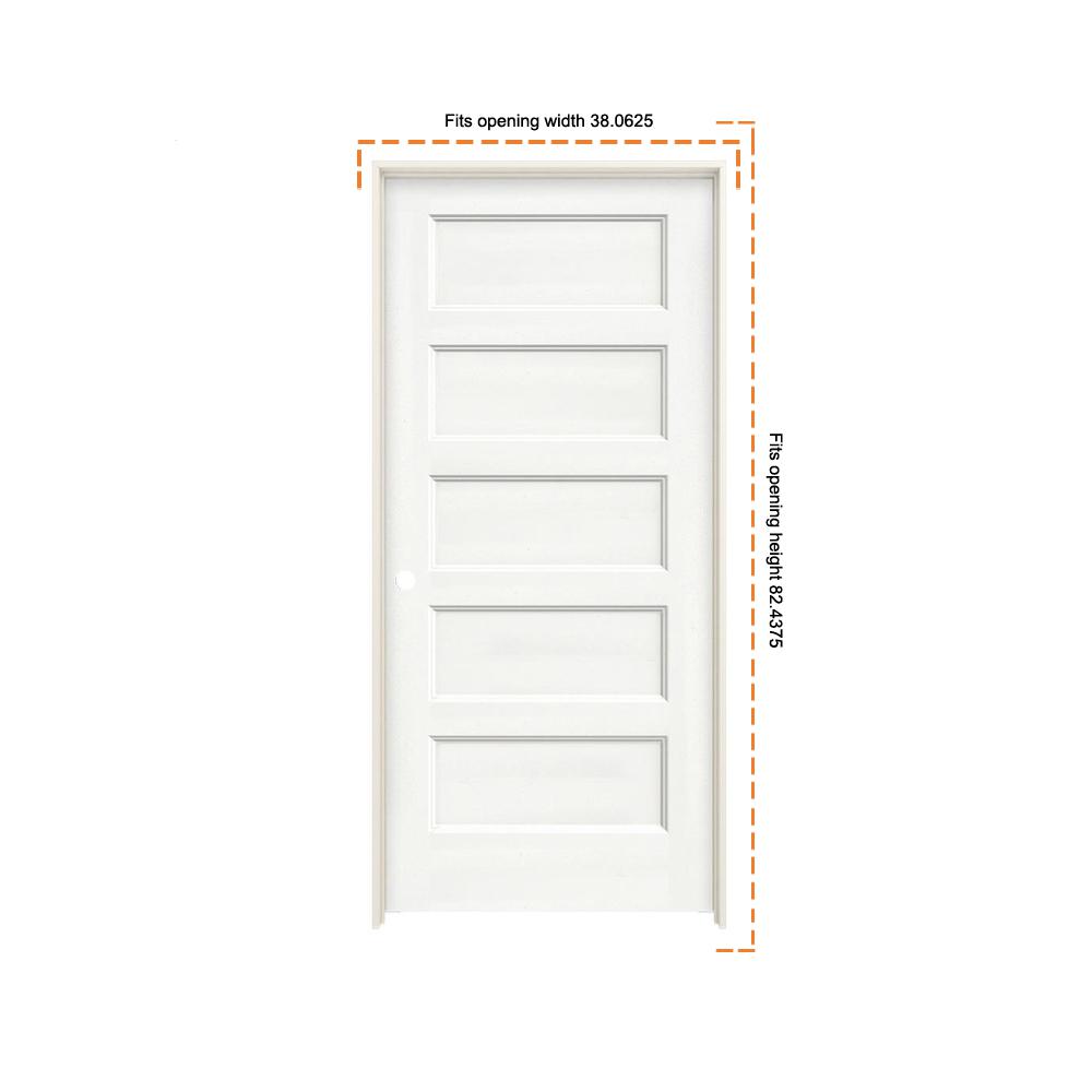 JELD-WEN 36 in. x 80 in. Conmore White Paint Smooth Hollow Core Molded ...