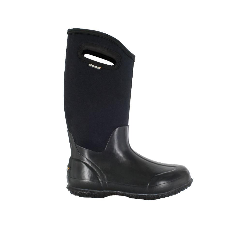 BOGS Classic High Women 13 in. Size 6 Glossy Black Rubber with Neoprene ...