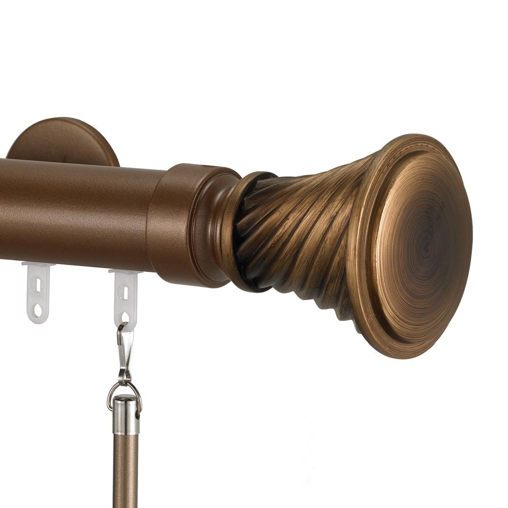 Art Decor Tekno 40 48 in. Traverse Rod With Elfin Finial in Dark ...