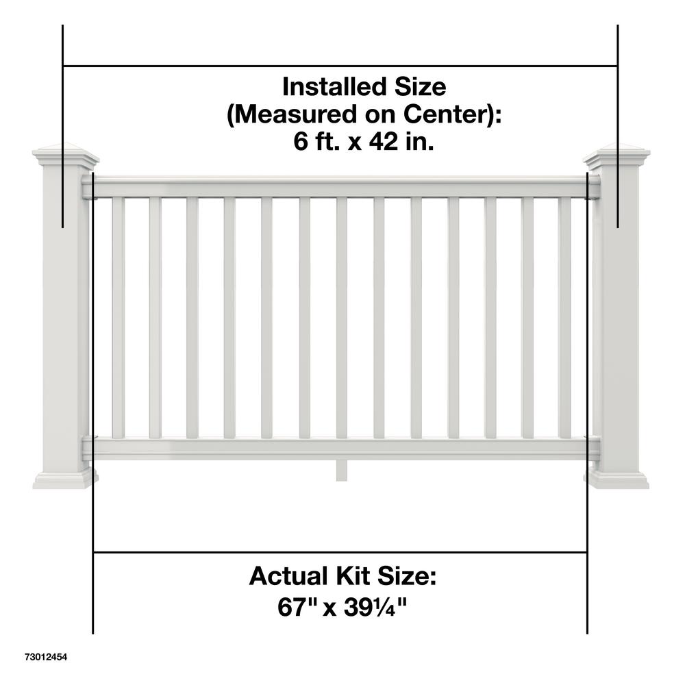 White Vinyl Premier Rail Kit with Square Balusters 6'x 42" Deck Railing ...