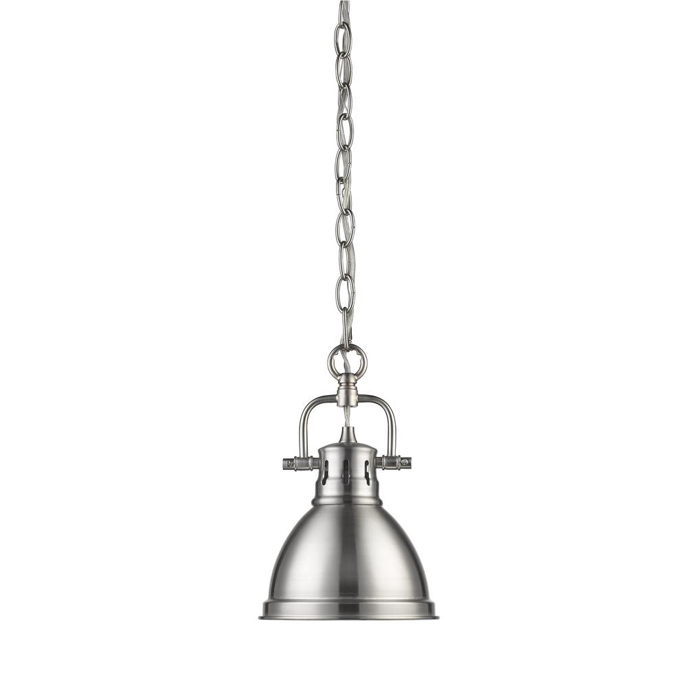 Golden Lighting Duncan 1-Light Pewter Mini Pendant with Pewter Shade ...