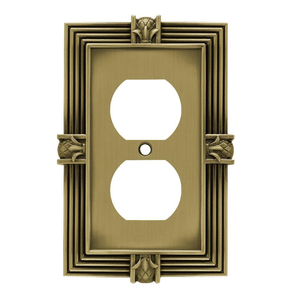 Hampton Bay Brass 1-Gang Duplex Outlet Wall Plate (1-Pack)-W36397-117-U ...