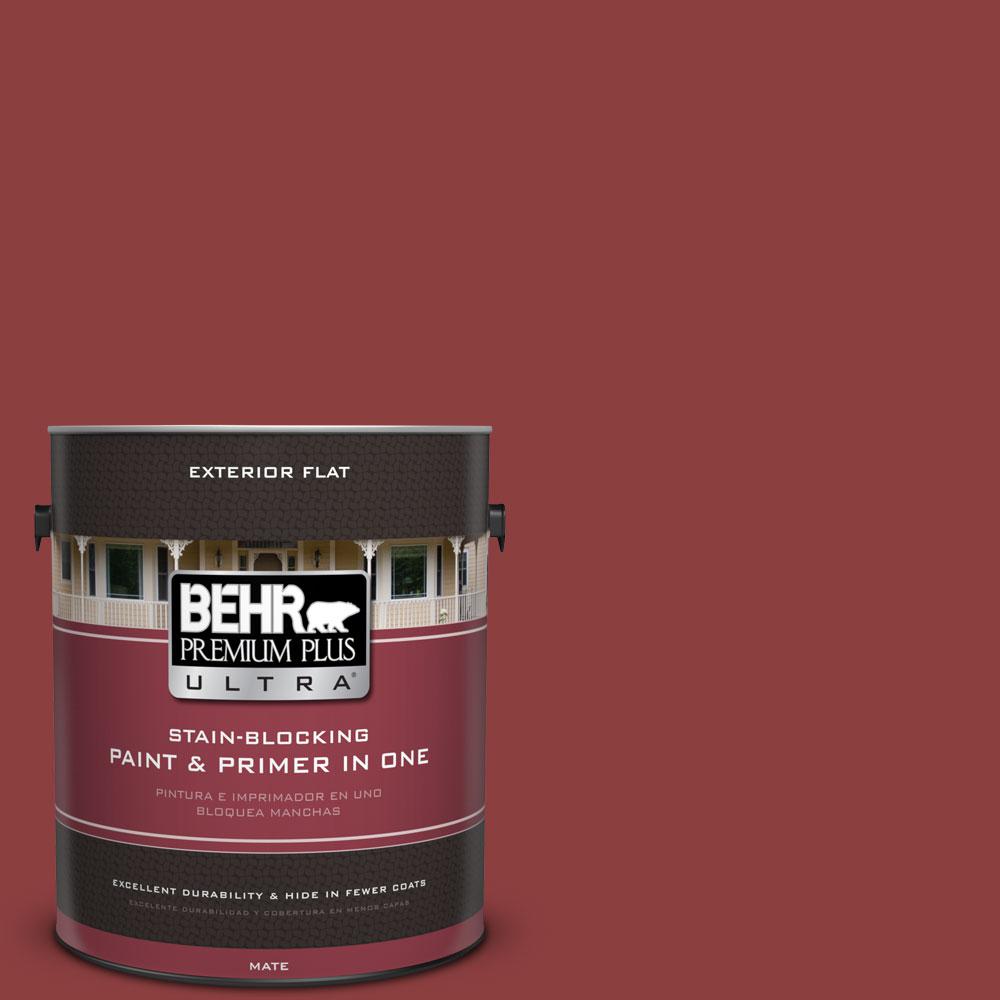 BEHR Premium Plus Ultra 1-gal. #BXC-27 Carriage Red Flat Exterior Paint ...