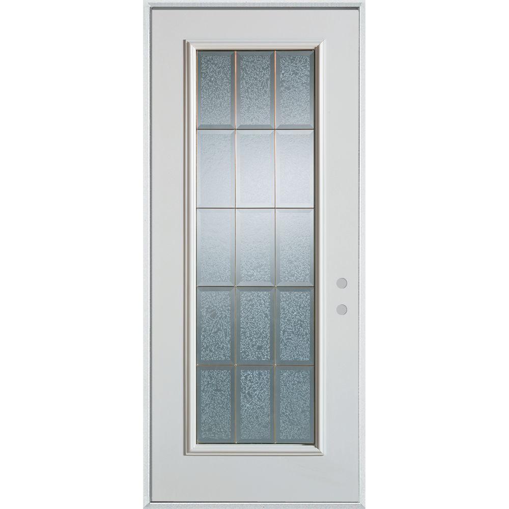 Stanley Doors 32 in. x 80 in. Geometric Clear and Brass Full Lite ...