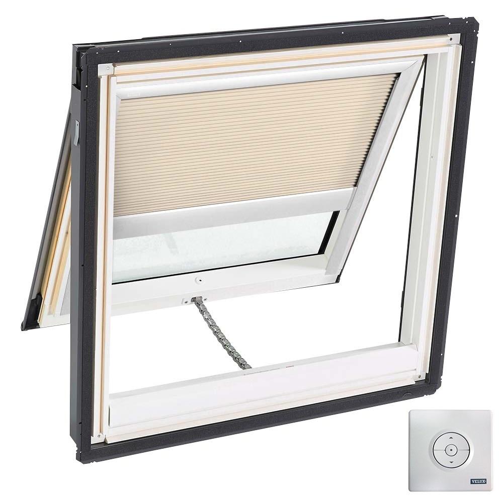 VELUX 21 in. x 26-7/8 in. Solar Powered Venting Deck-Mount Skylight w/ Laminated Low-E3 Glass ...