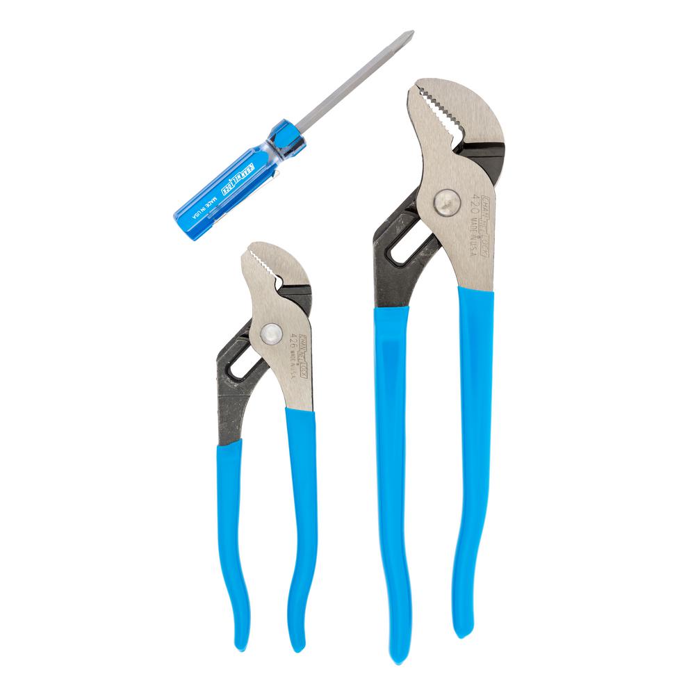 Channellock 9-1/2 in. and 6-1/2 in. Tongue and Groove Plier Set with 2 ...
