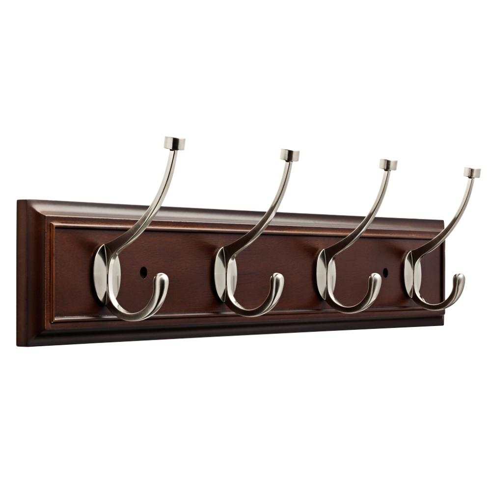 Liberty Galena 27 in. Pebble Gray and Polished Nickel Pilltop Hook Rack ...
