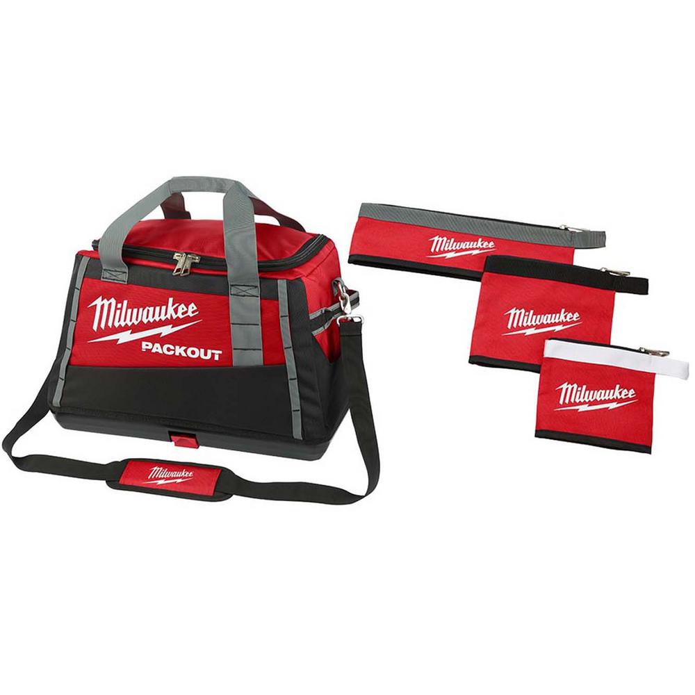 Milwaukee 20 in. PACKOUT Tool Bag W/ Multi-Size Zipper Tool Bags in Red ...