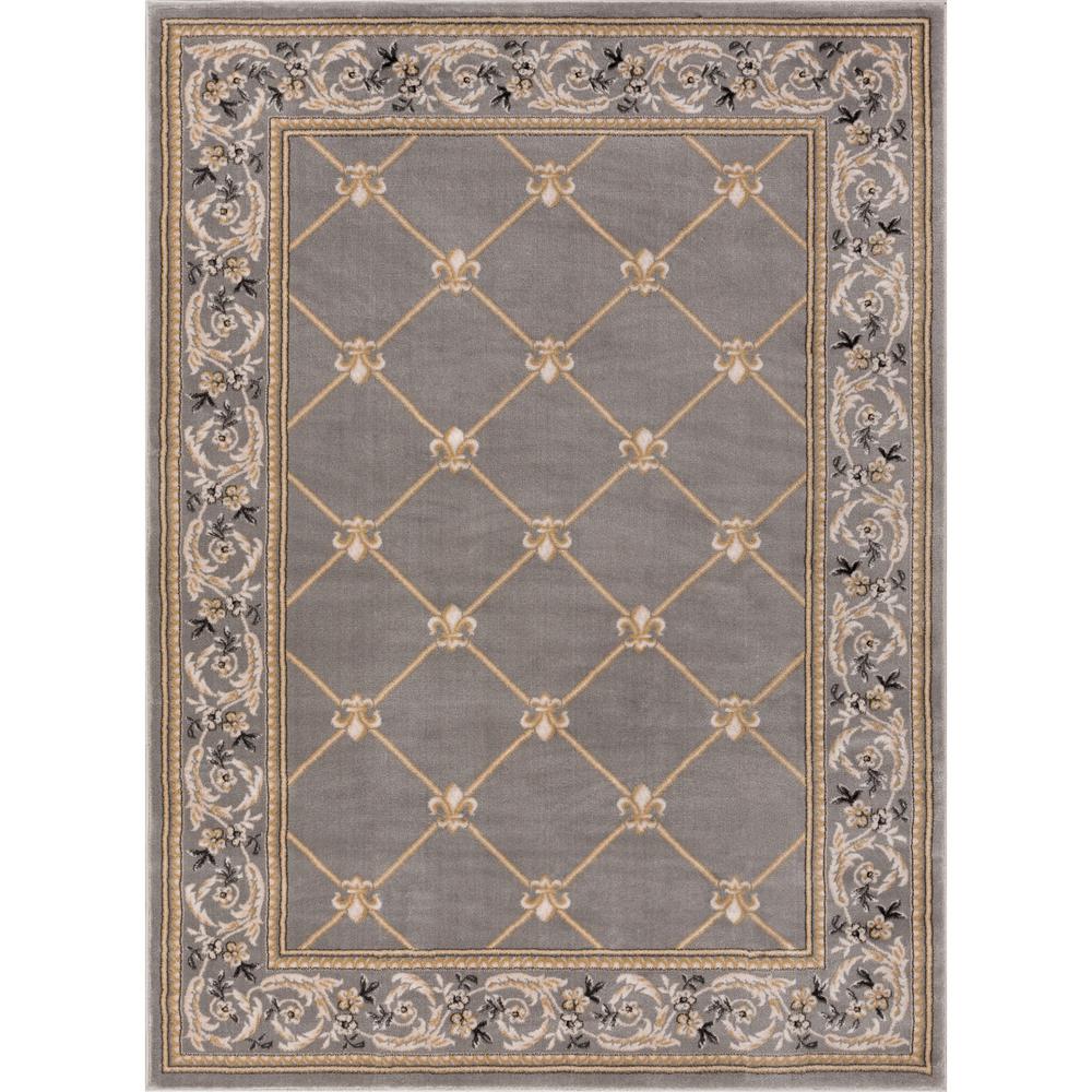 Well Woven Timeless Fleur De Lis Gray 4 ft. x 5 ft. Area Rug-36284 ...