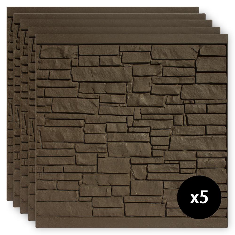 SimTek 6 ft. x 6 ft. EcoStone Dark Brown Composite Fence Panel Pack ...