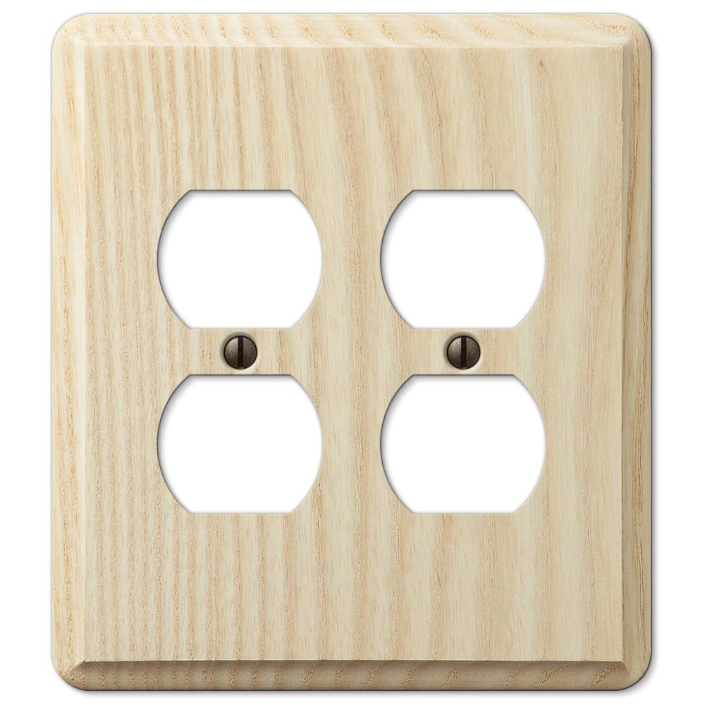 AMERELLE Contemporary 2 Gang Duplex Wood Wall Plate - Unfinished Ash ...