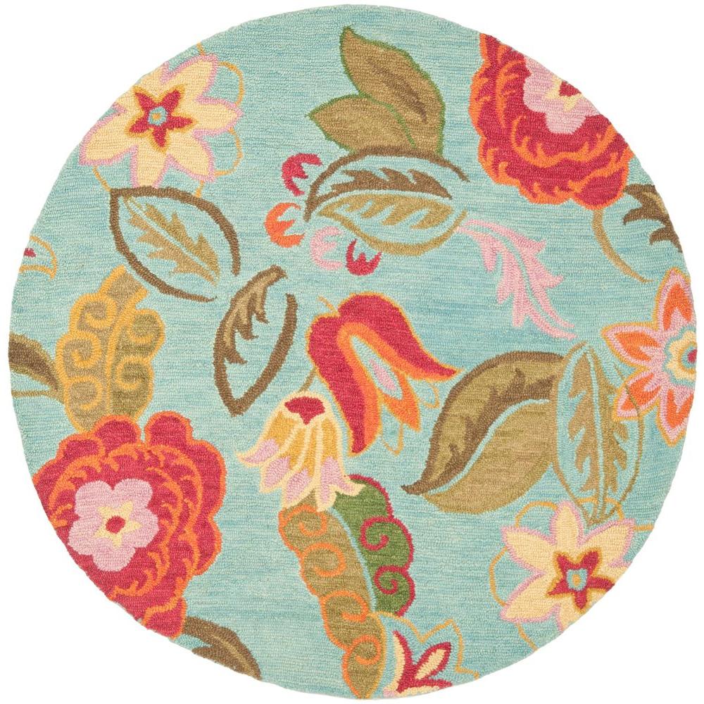 Safavieh Blossom Blue/Multi 4 ft. x 4 ft. Round Area Rug-BLM675A-4R ...