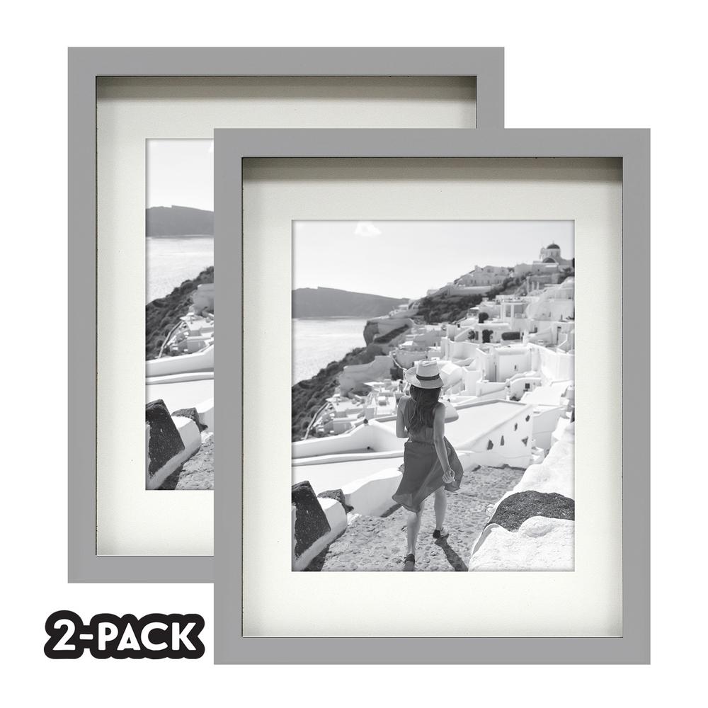NONE Classic Gallery Double Pack Gray Frame 11 in. x 14 in. Mat to 8 in ...