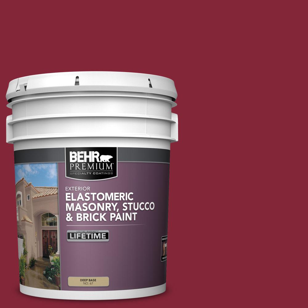 BEHR Premium 5 gal. #M140-7 Dark Crimson Elastomeric Masonry, Stucco ...