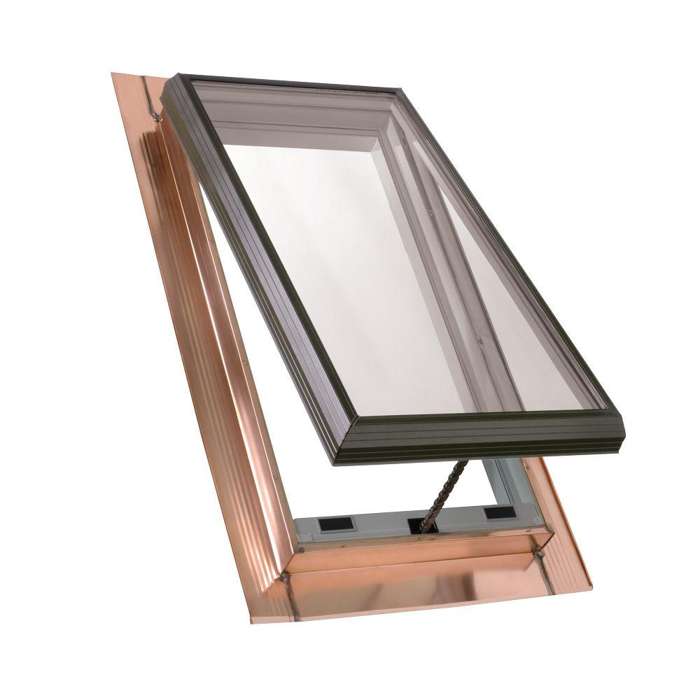 VELUX 30-1/2 in. x 30-1/2 in. Venting Copper Pan-Flashed Skylight with Tempered Glazing-QVT 3030 ...