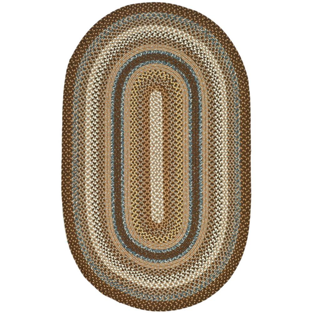 Safavieh Braided Brown/Multi 3 ft. x 5 ft. Oval Area Rug-BRD313A-3OV ...