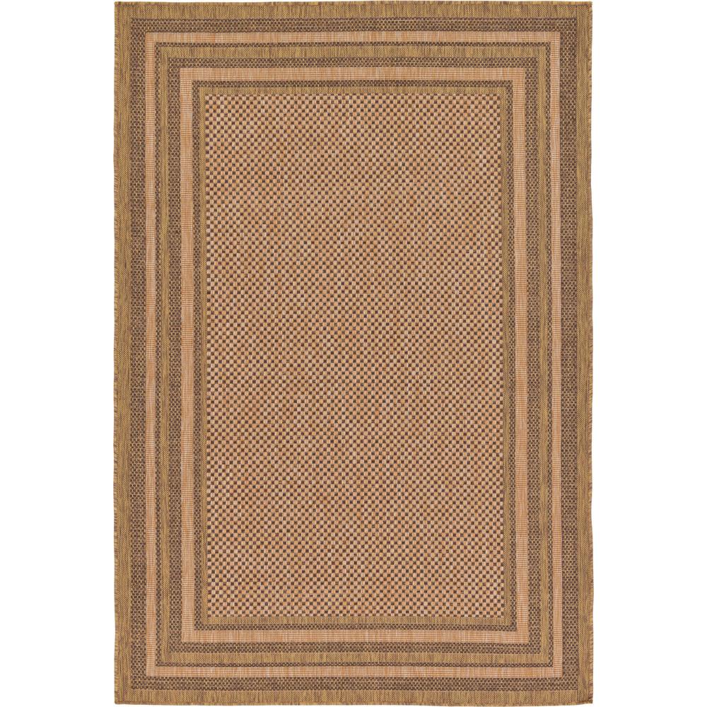 Unique Loom Outdoor Multi Border Light Brown 7' 0 x 10' 0 Area Rug ...