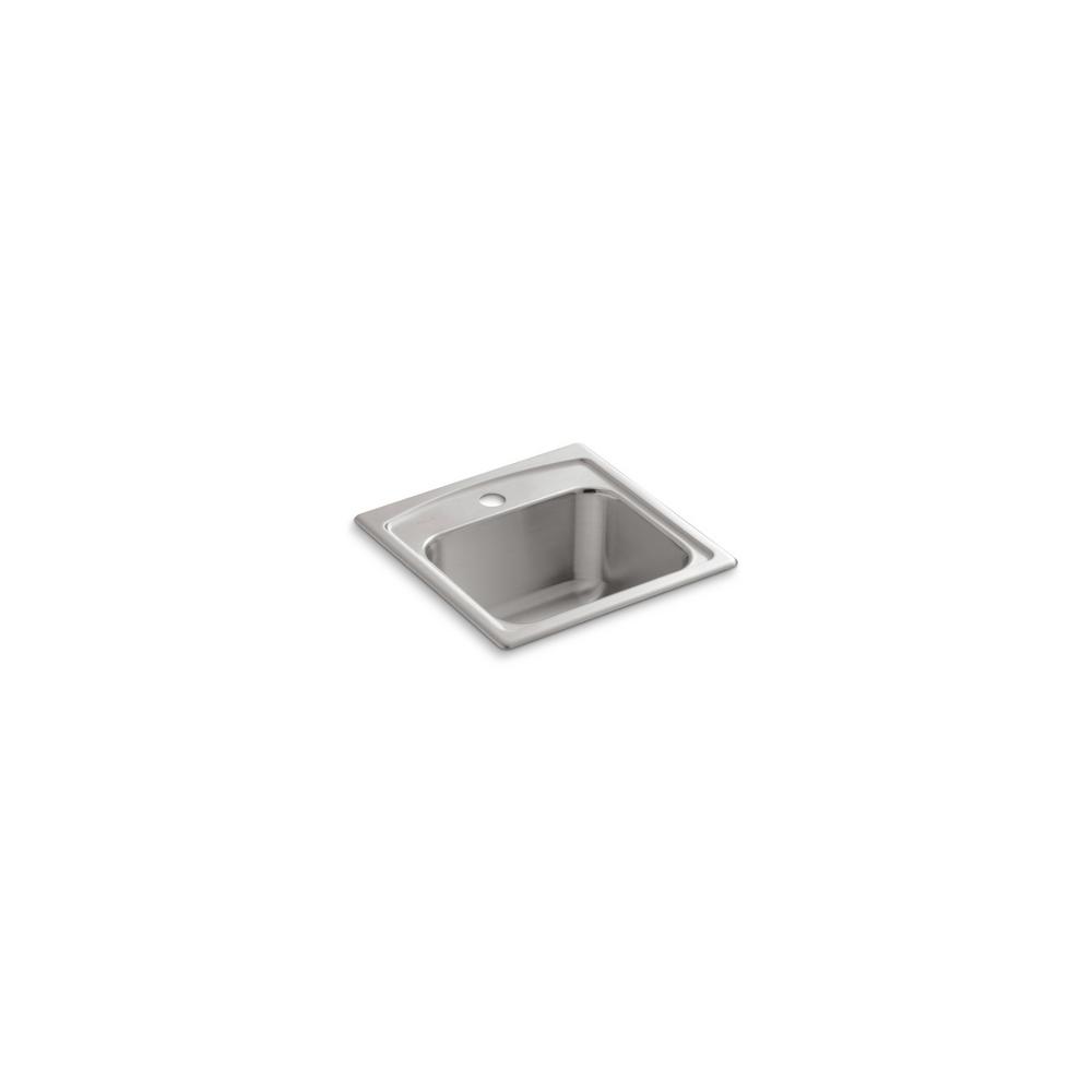 KOHLER Toccata 18 Gauge Stainless Steel 15 in. 1-Hole Drop-in Bar Sink ...