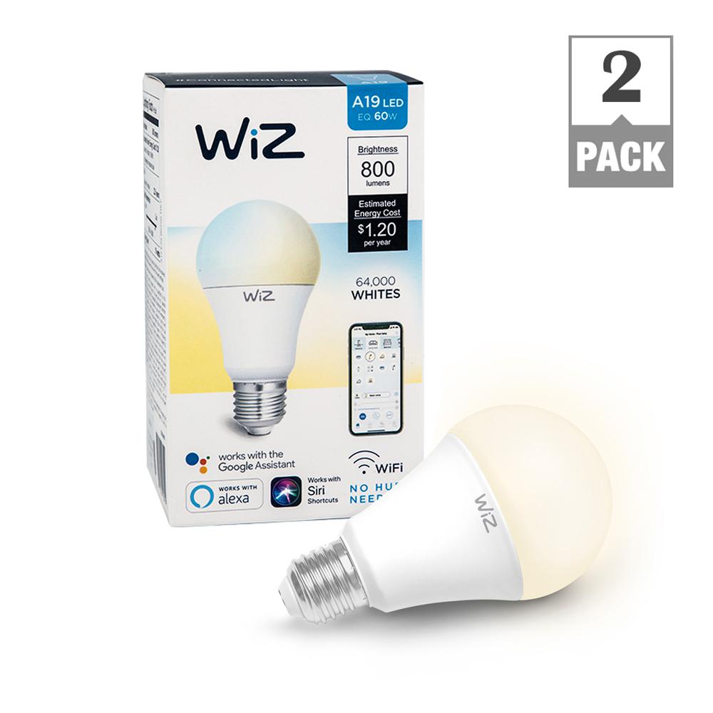 WiZ 60W Equivalent A19 Tunable White Wi-Fi Connected Smart LED Light ...