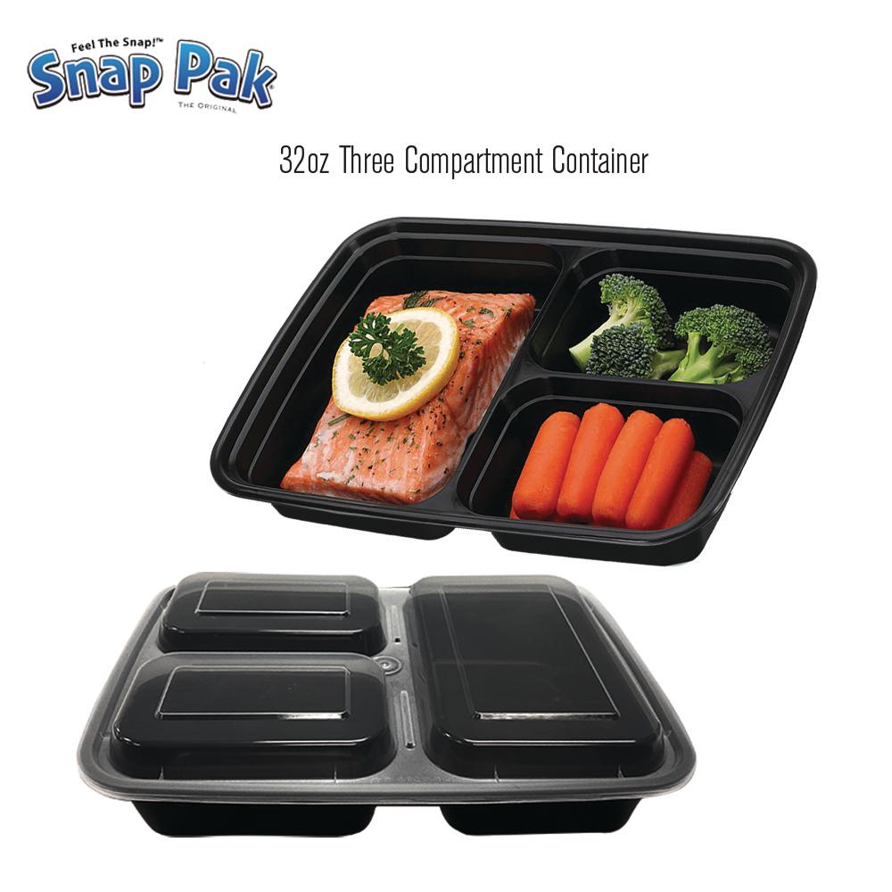 SNAP PAK 28 oz. Dual Rectangular Plastic Food Storage/Meal Prep ...
