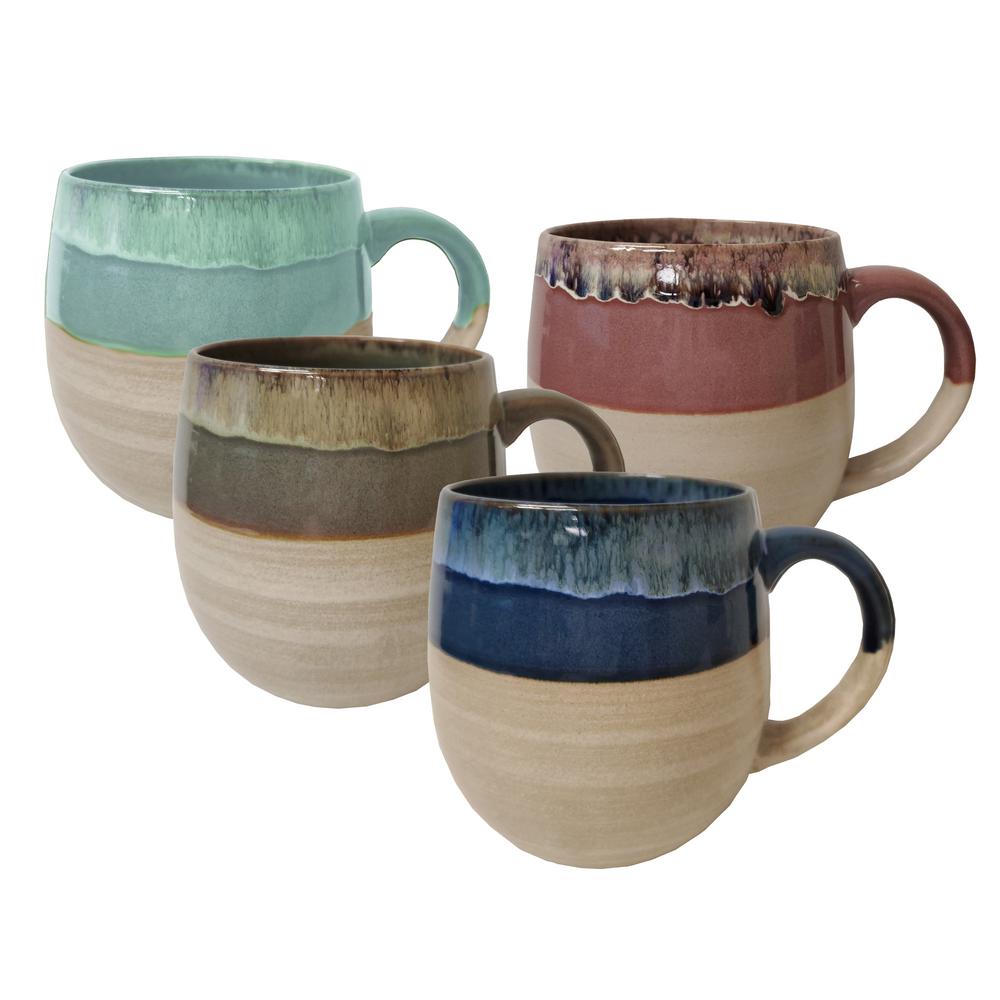 Tabletops Gallery 26 oz. Multi-Colored Stoneware Mug (Set of 4)-TTU ...