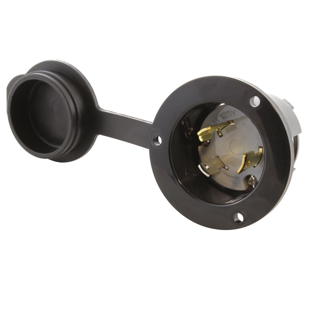 AC WORKS 30 Amp Locking 3-Prong 125-Volt NEMA L5-30P Flanged Power ...