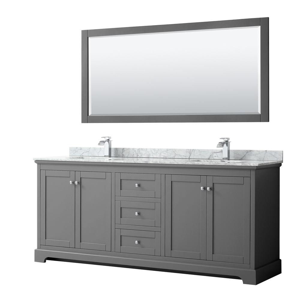 Wyndham Collection Avery 80 in. W x 22 in. D Bath Vanity in Dark Gray ...