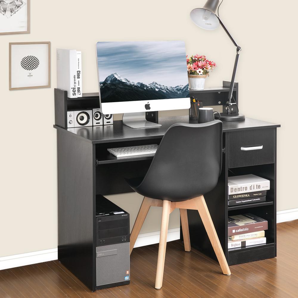 Harper & Bright Designs Black Computer Writing Desk with Hutch and ...
