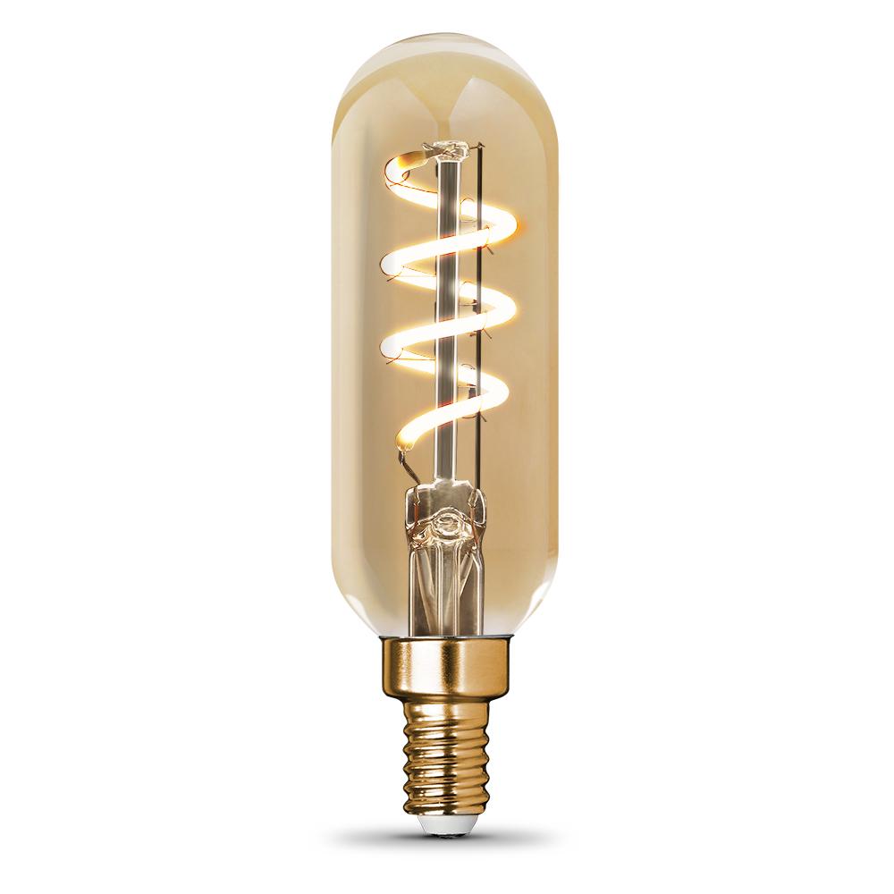 Feit Electric 25-Watt Equivalent T6 Candelabra Dimmable LED Amber Glass ... Feit Electric 25-Watt Equivalent T6 Candelabra Dimmable LED Amber Glass ...