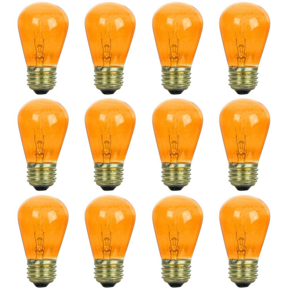 Sunlite 11-Watt S14 Incandescent Dimmable Transparent Orange Party ...