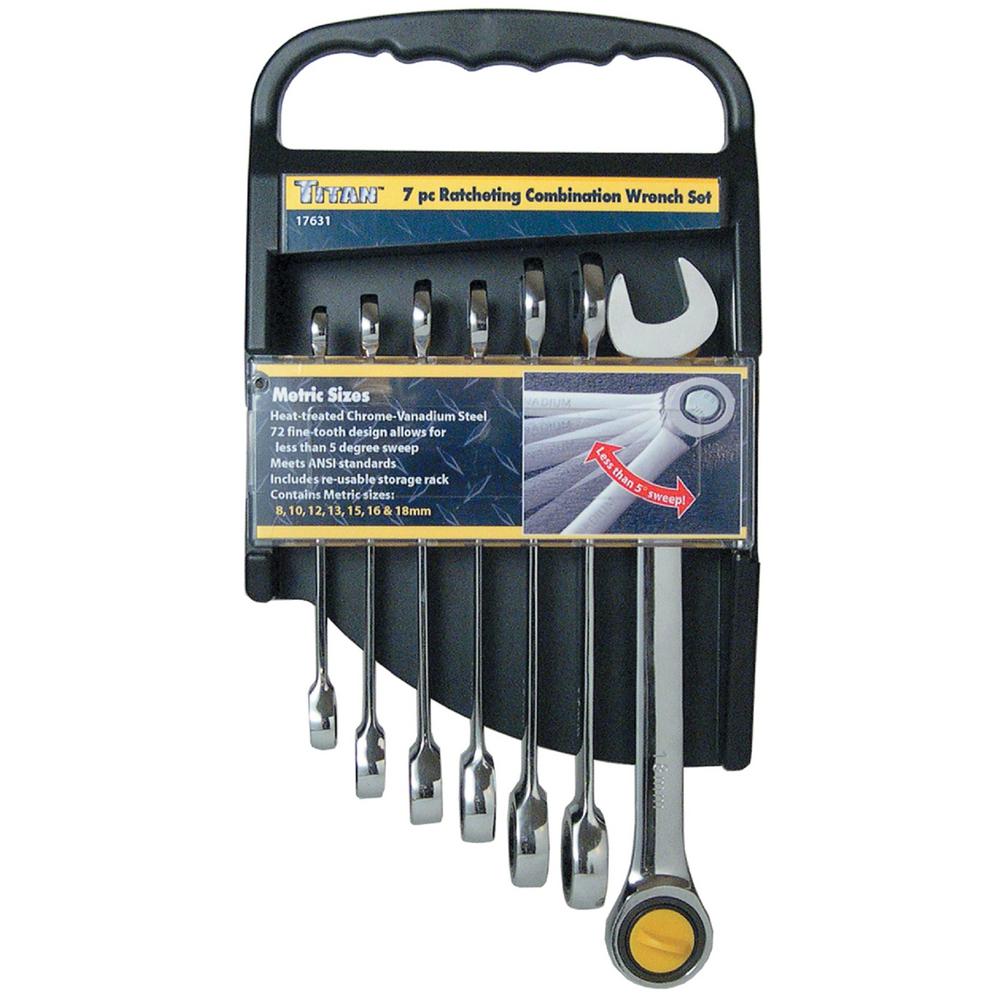 TITAN 7-Piece Ratcheting Metric Combination Wrench Set-TIT17351 - The ...