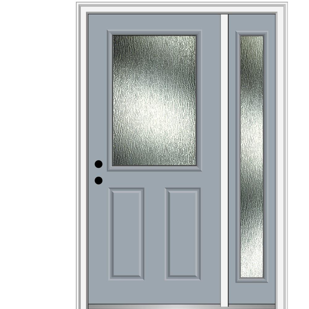 MMI Door 53 in. x 81.75 in. Right-Hand Inswing 1/2 Lite Rain Glass ...